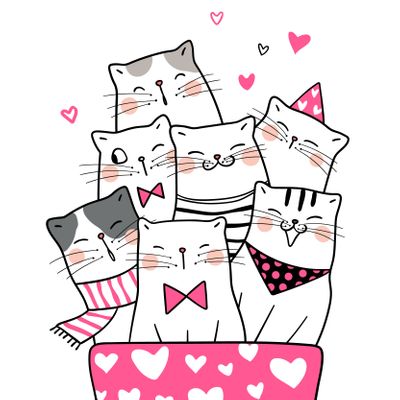 Draw Illustration Banner Cute Cat Dance Stock Vector (Royalty Free ...