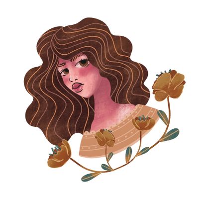 Cute Face Girl Raster Line Illustration Stock Illustration 1642713520