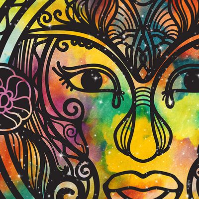 Abstract Mandala Graphic Design Watercolor Digital Stock Illustration ...