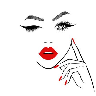 Belle femme face aux lèvres rouges, : image vectorielle de stock (libre ...