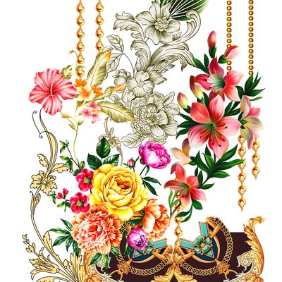 Digital Textile Design Motif Geometrical Border Stock Illustration ...