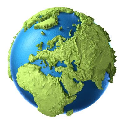 Globe Model Detailed Topography Without Water Stock Illustration 561095212