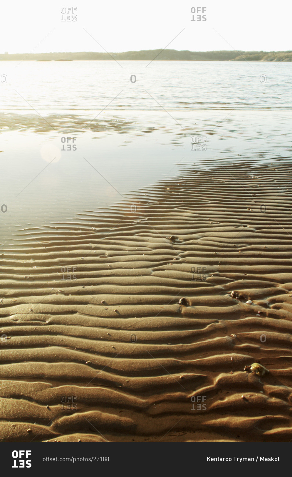 Wet sand pattern on beach stock photo - OFFSET