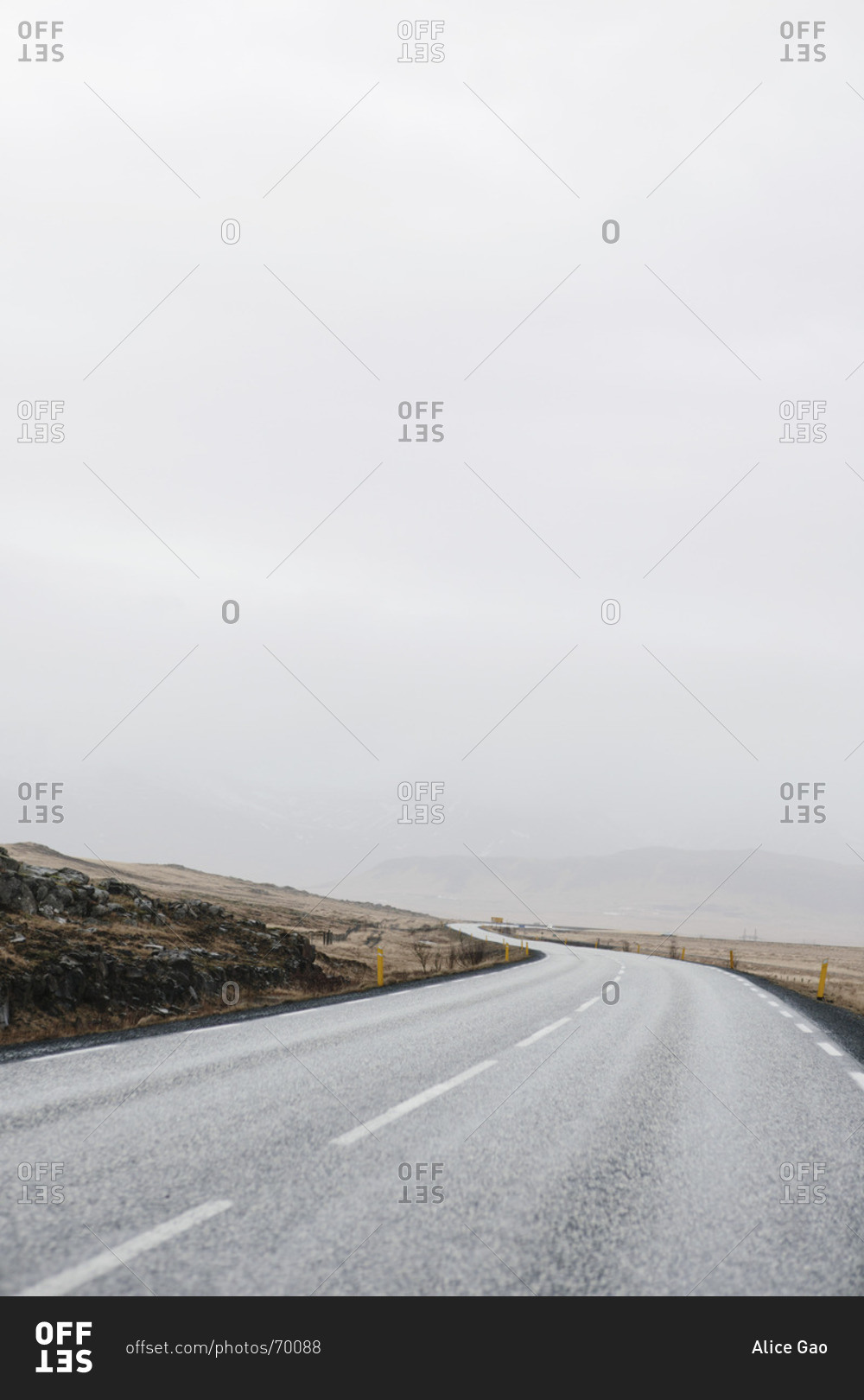 Remote concrete road in Iceland - Stock Image - Everypixel