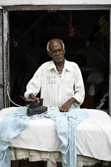 Man Ironing