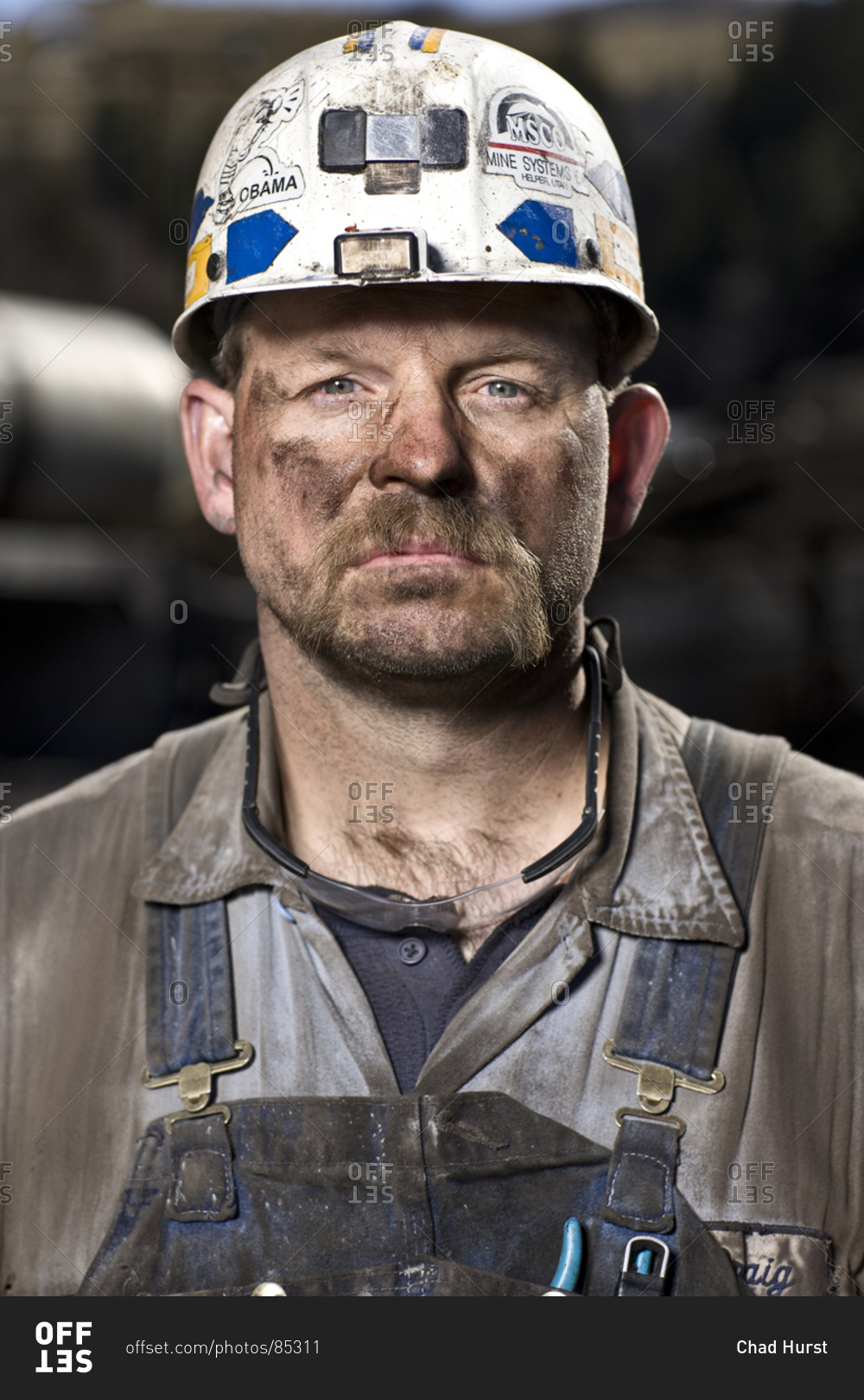 Portrait of a coal miner stock photo - OFFSET