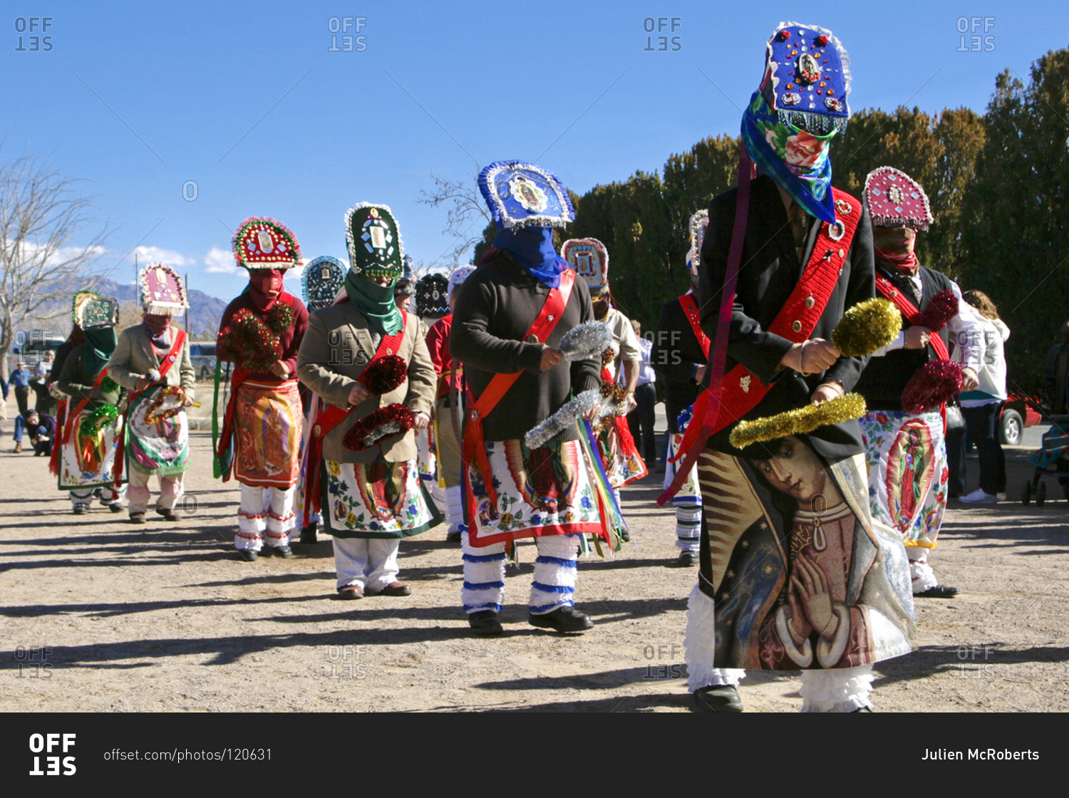 Traditional Chichimeca dancers at the celebration of Virgin Guadalupe ...
