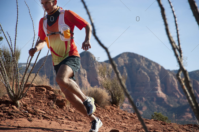 Trail running in the desert - Stock Image - Everypixel