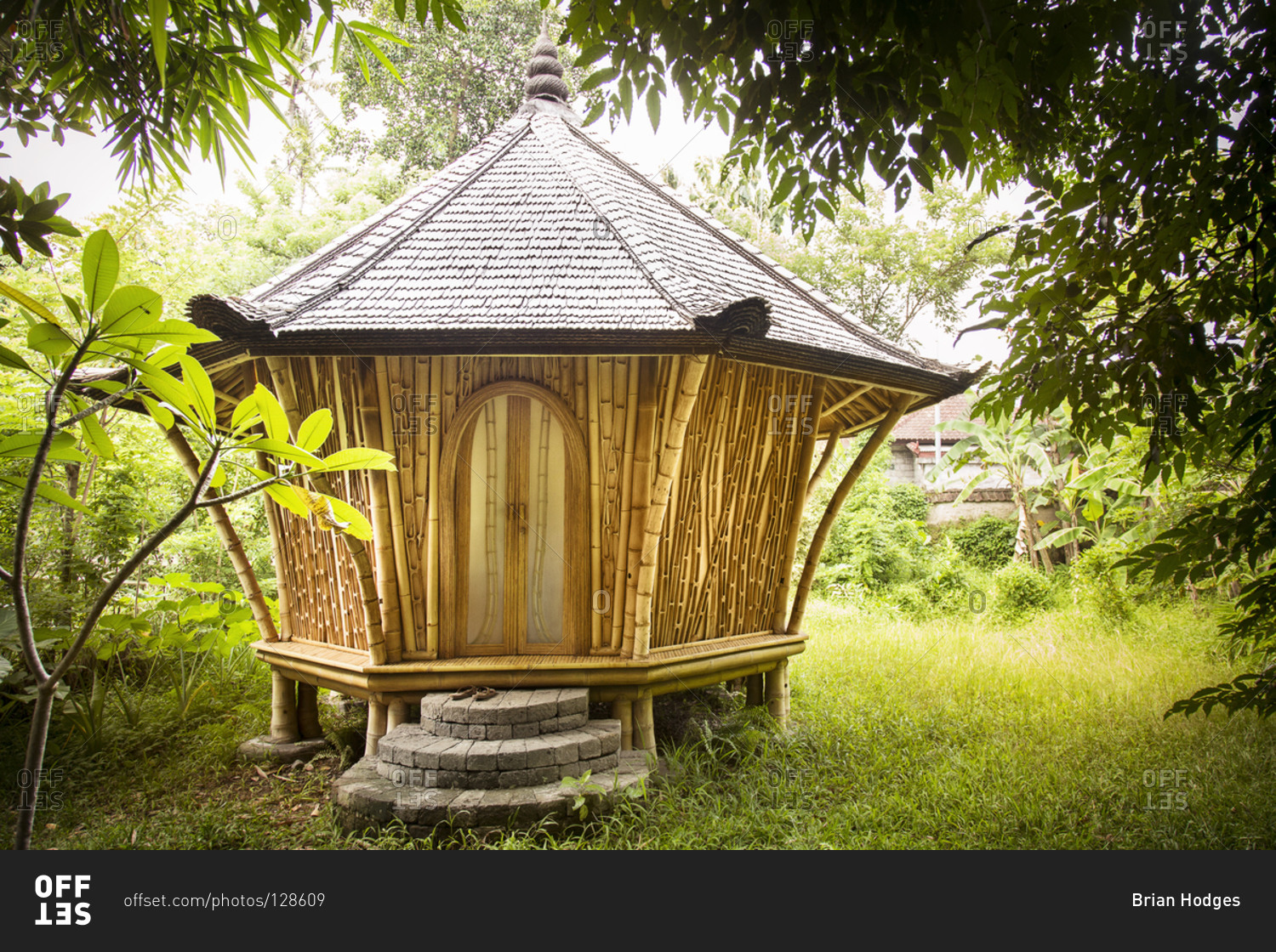 Bamboo hut in Bali, Indonesia stock photo - OFFSET