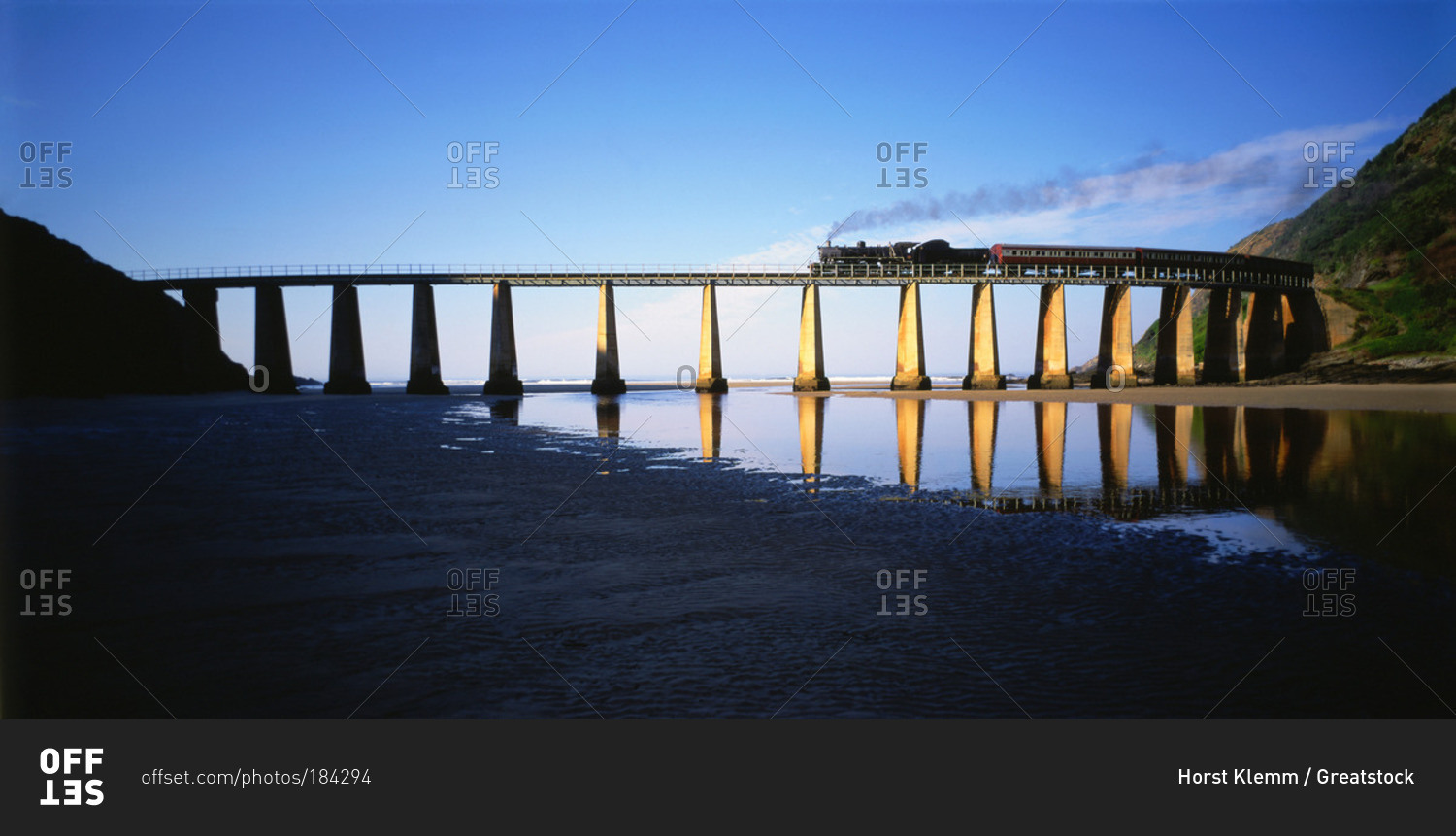 Steam train crossing a bridge, Eastern Cape, South Africa - Stock Image ...