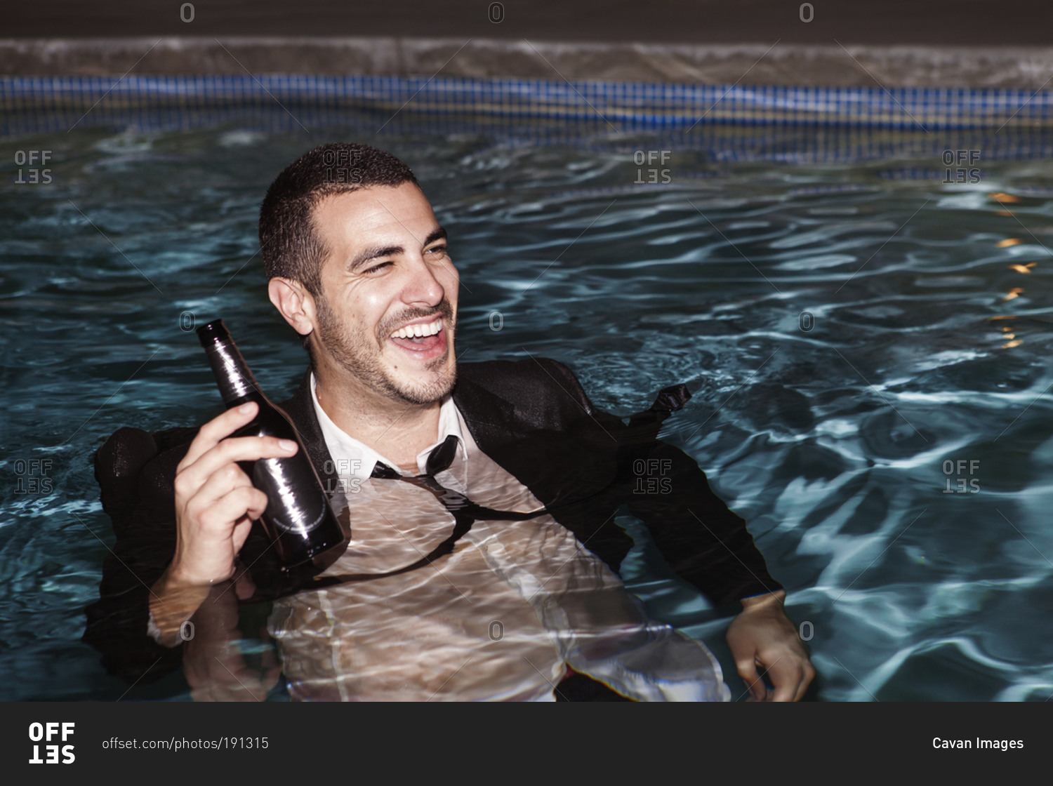 Beer Drinking Guy In Pool