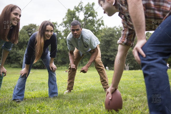 Friends Playing American Football