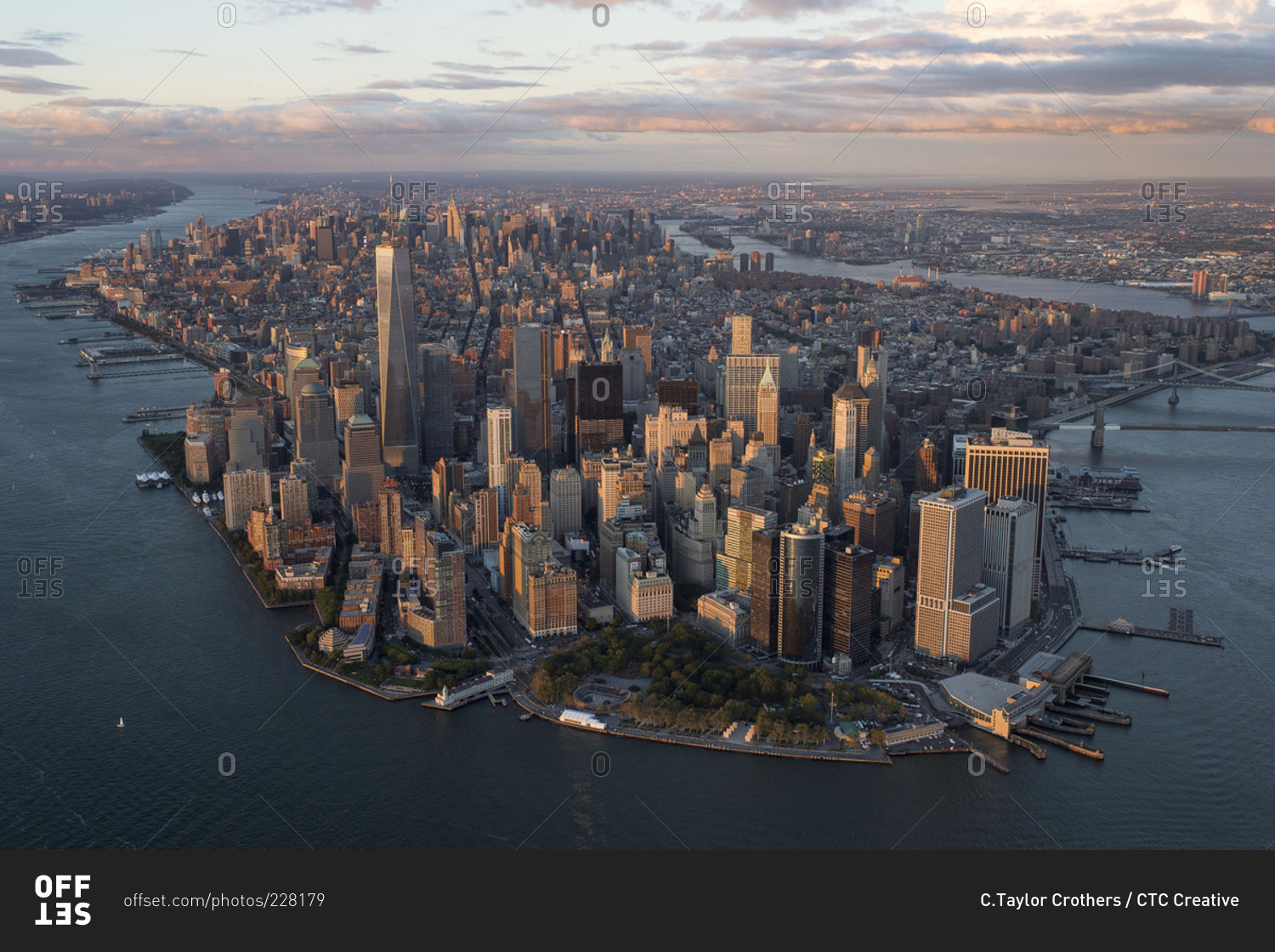 Manhattan Island In Golden Hour NYC USA Stock Photo OFFSET