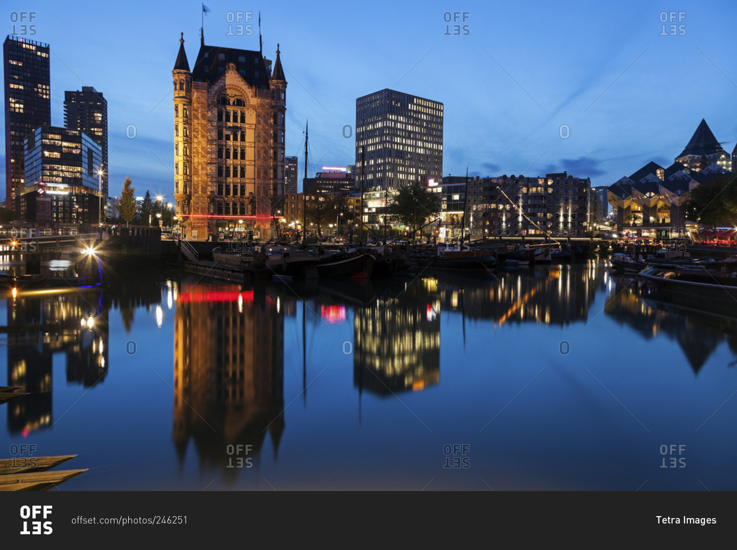 Harbor in old town, Rotterdam stock photo - OFFSET