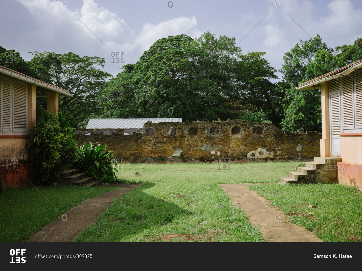 Officers cabins of the abandoned penal colony on Devil's Island in ...