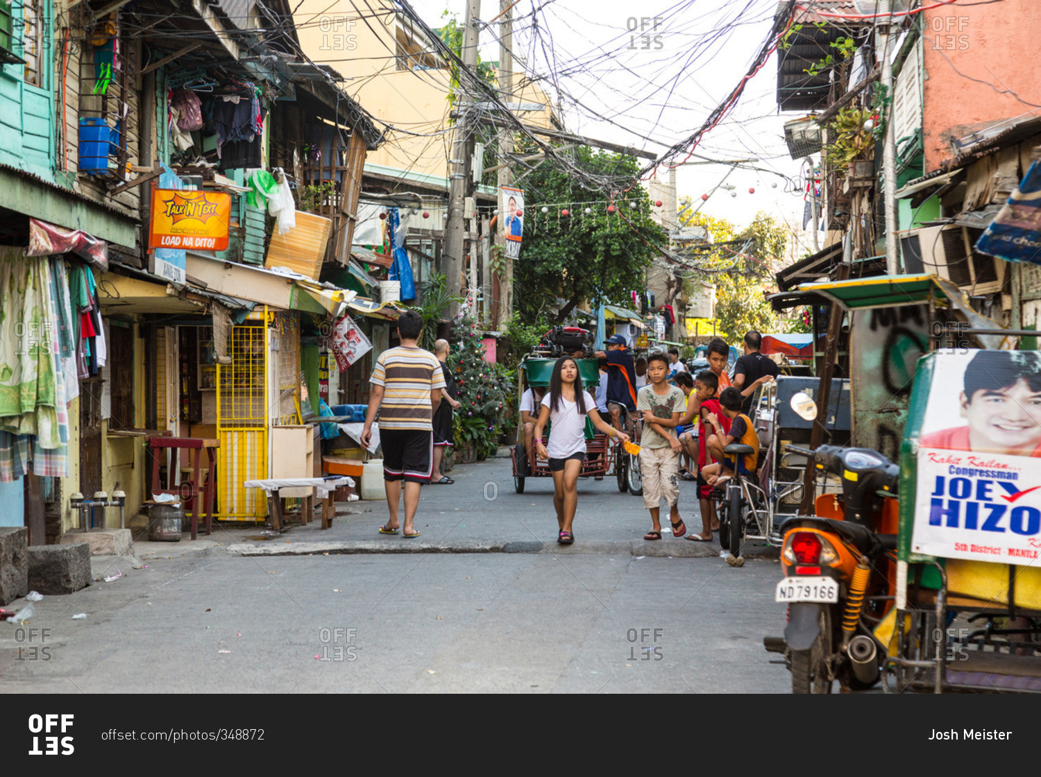 Manila, Philippines - December 23, 2015: Street scene with people in ...