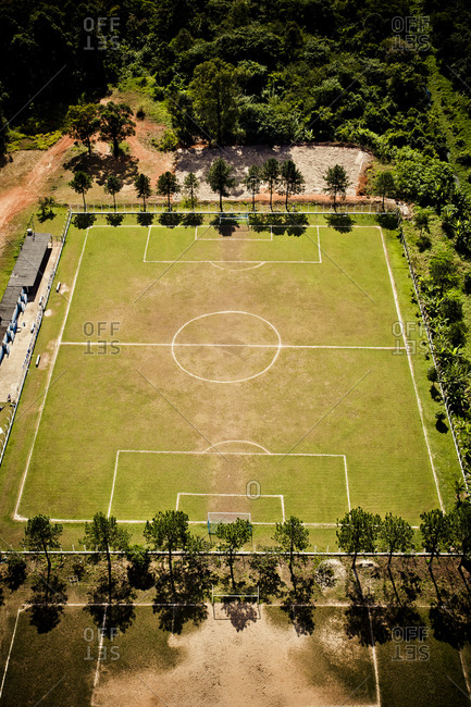 Aerial view of a soccer field stock photo - OFFSET Aerial view of a soccer field stock photo - OFFSET