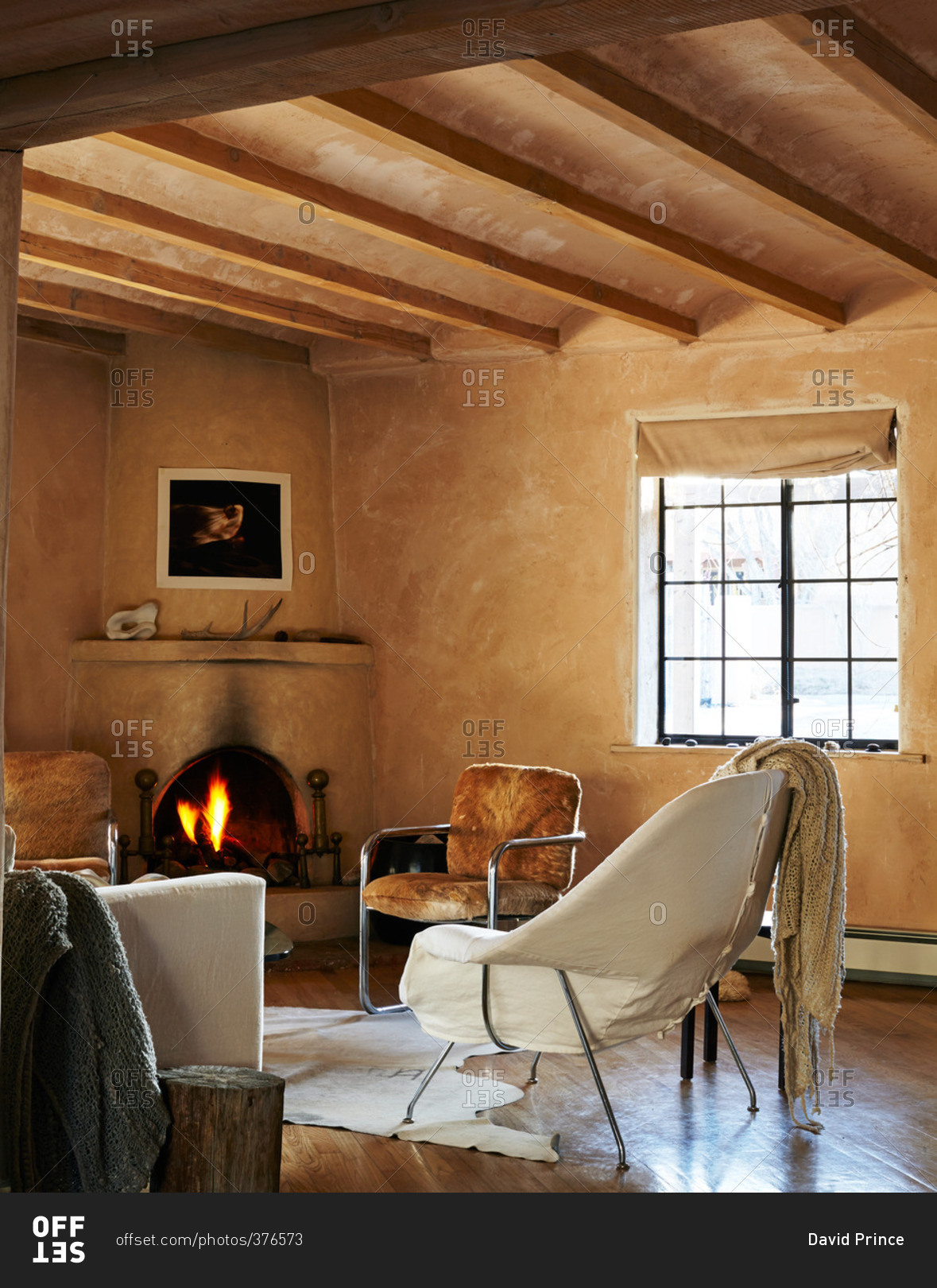 March 8, 2015: Living room in an adobe home stock photo - OFFSET