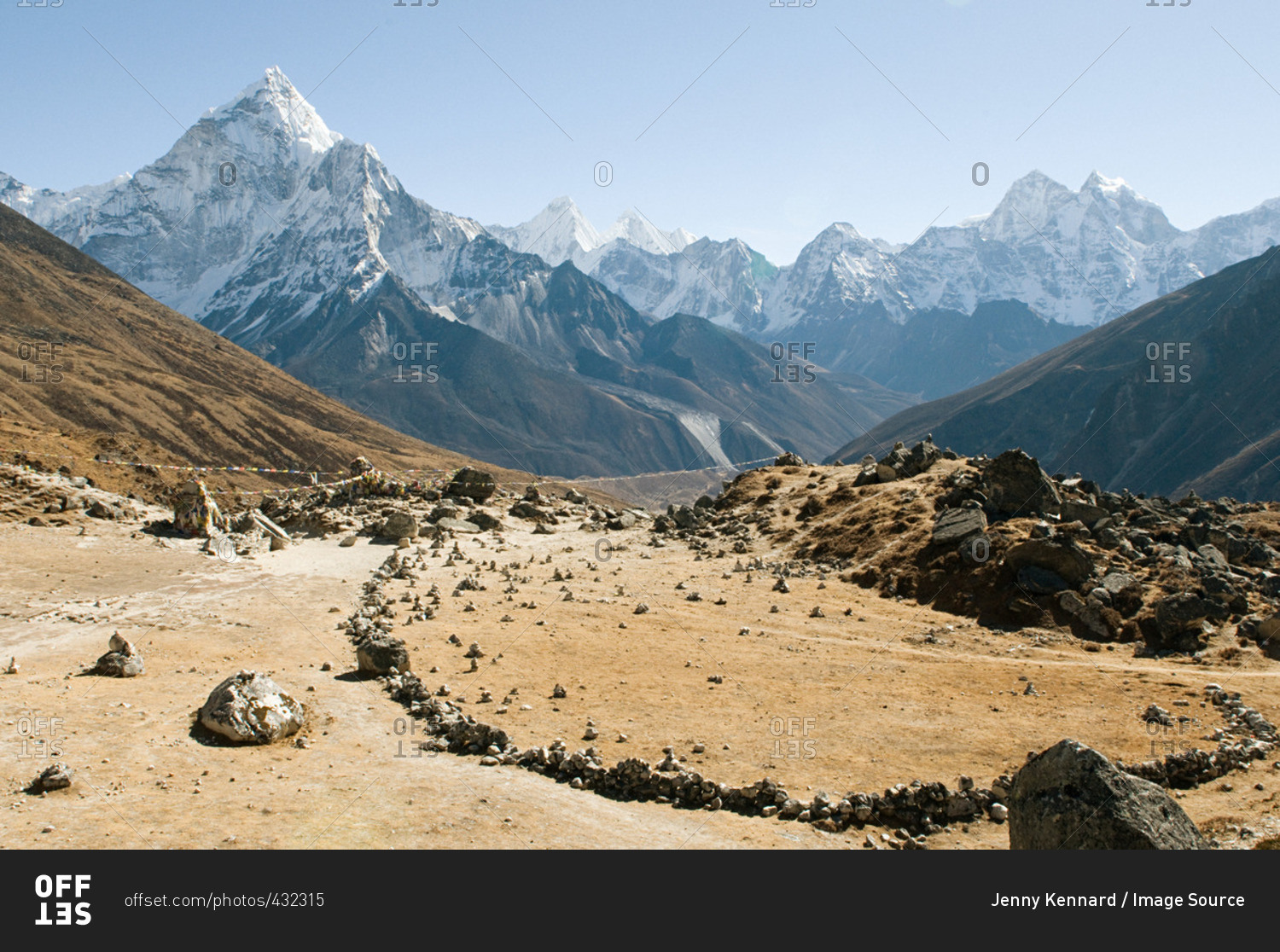 Burial mounds in Himalayas - Offset stock photo - OFFSET