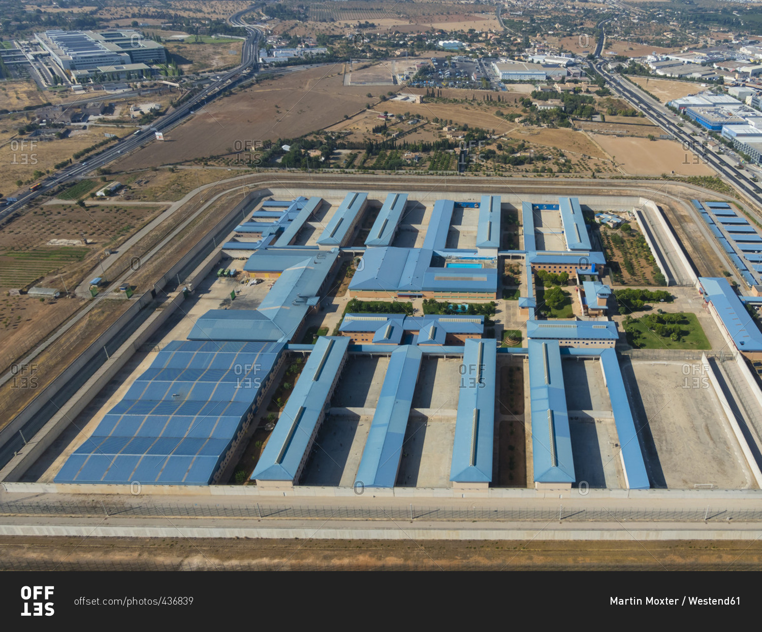 Spain Mallorca Palma de Mallorca Aerial view of prison stock photo - OFFSET