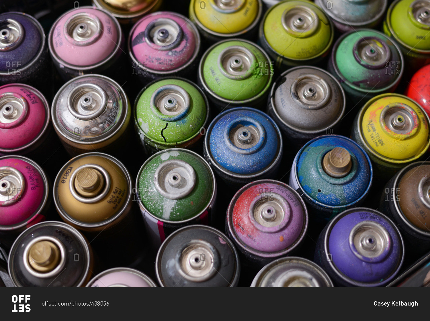 Top of spray paint cans stock photo - OFFSET