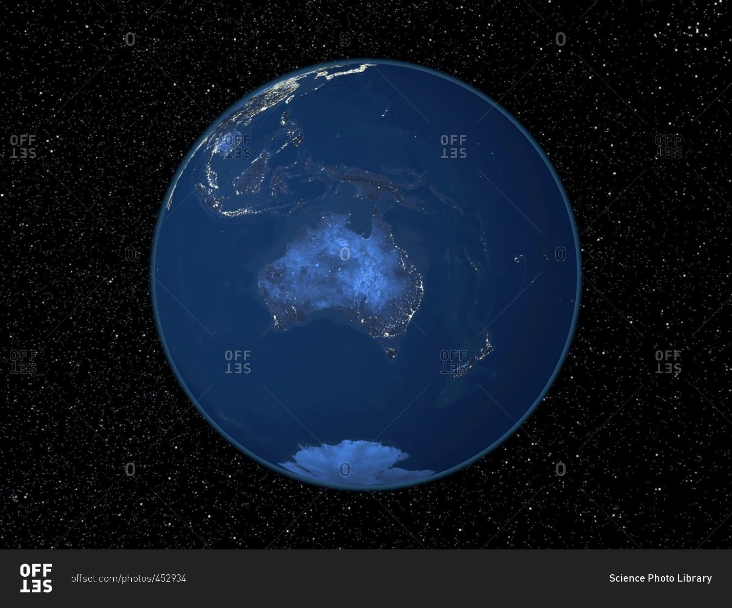 Australia at night, satellite image stock photo - OFFSET