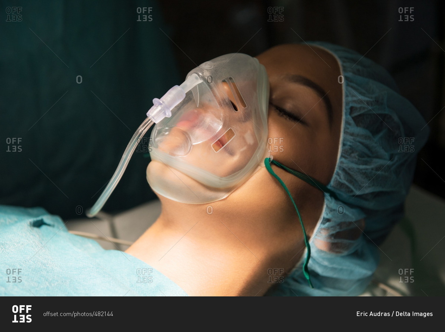 Woman Wearing Oxygen Mask
