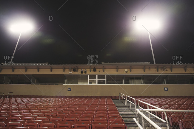 Empty Football Stadium At Night