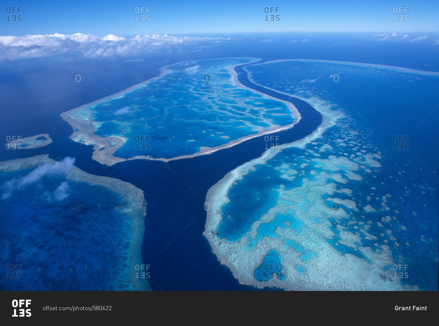 Aerial view of the Great Barrier Reef, Queensland, Australia stock ...