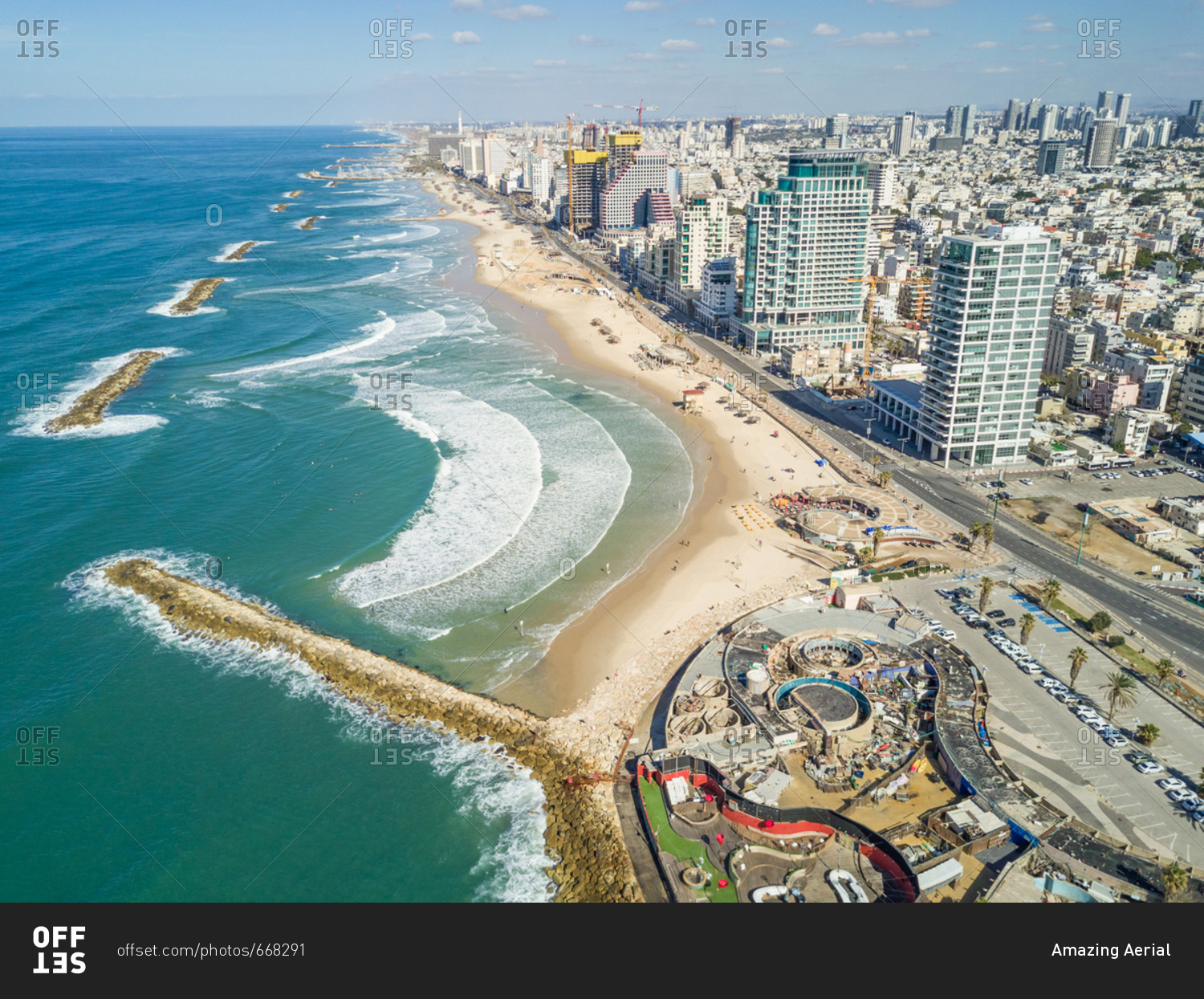 Aerial view of Tel-Aviv coastline, Israel. stock photo - OFFSET Aerial view of Tel-Aviv coastline, Israel. stock photo - OFFSET