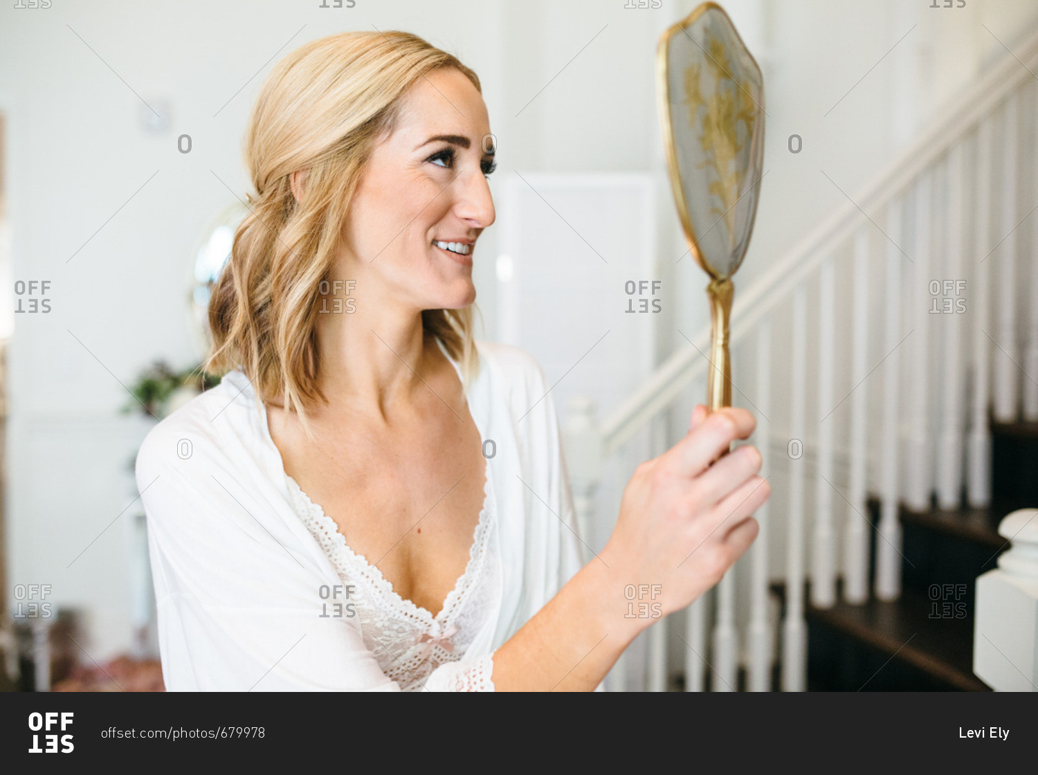 Bride-to-be getting ready the morning of her wedding day stock photo ...
