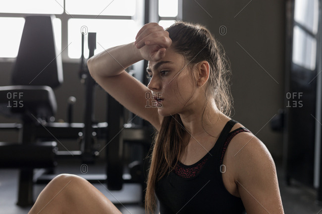 Woman Working Out Sweating