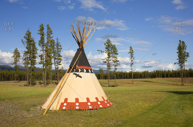 First Nations teepee, Near Whitehorse Village, Yukon, Canada stock ...