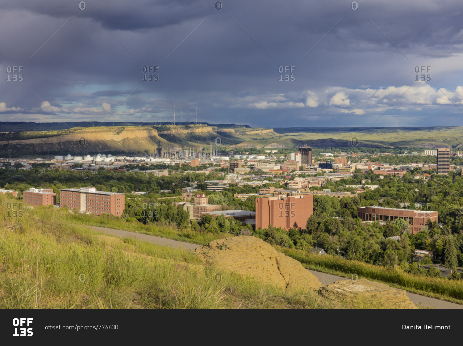 Looking down from the Rimrocks in Billings, Montana, USA stock photo ...