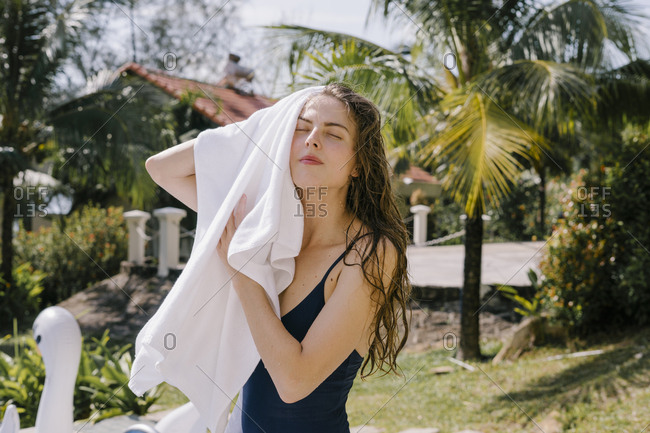 Drying Off With A Towel After Swimming
