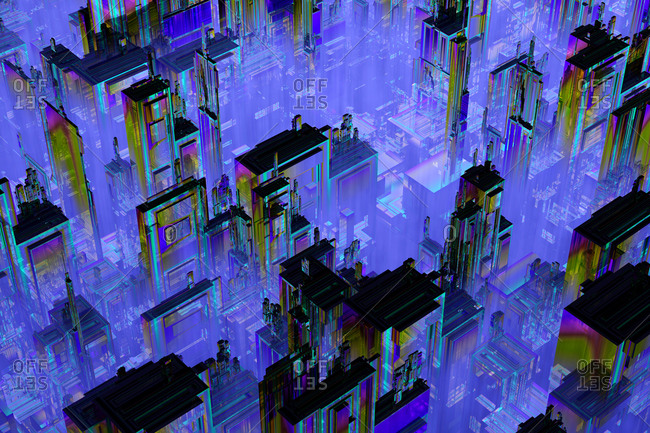 3D rendered illustration- Microchip architecture such as a CPU under ...