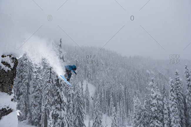 Powder Skiing Cliff Jumping