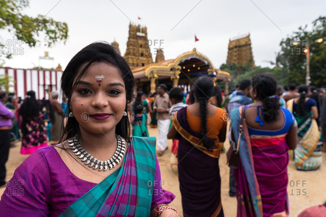 Jaffna, Sri Lanka - August, 9 2019: Young Tamil female in colorful ...