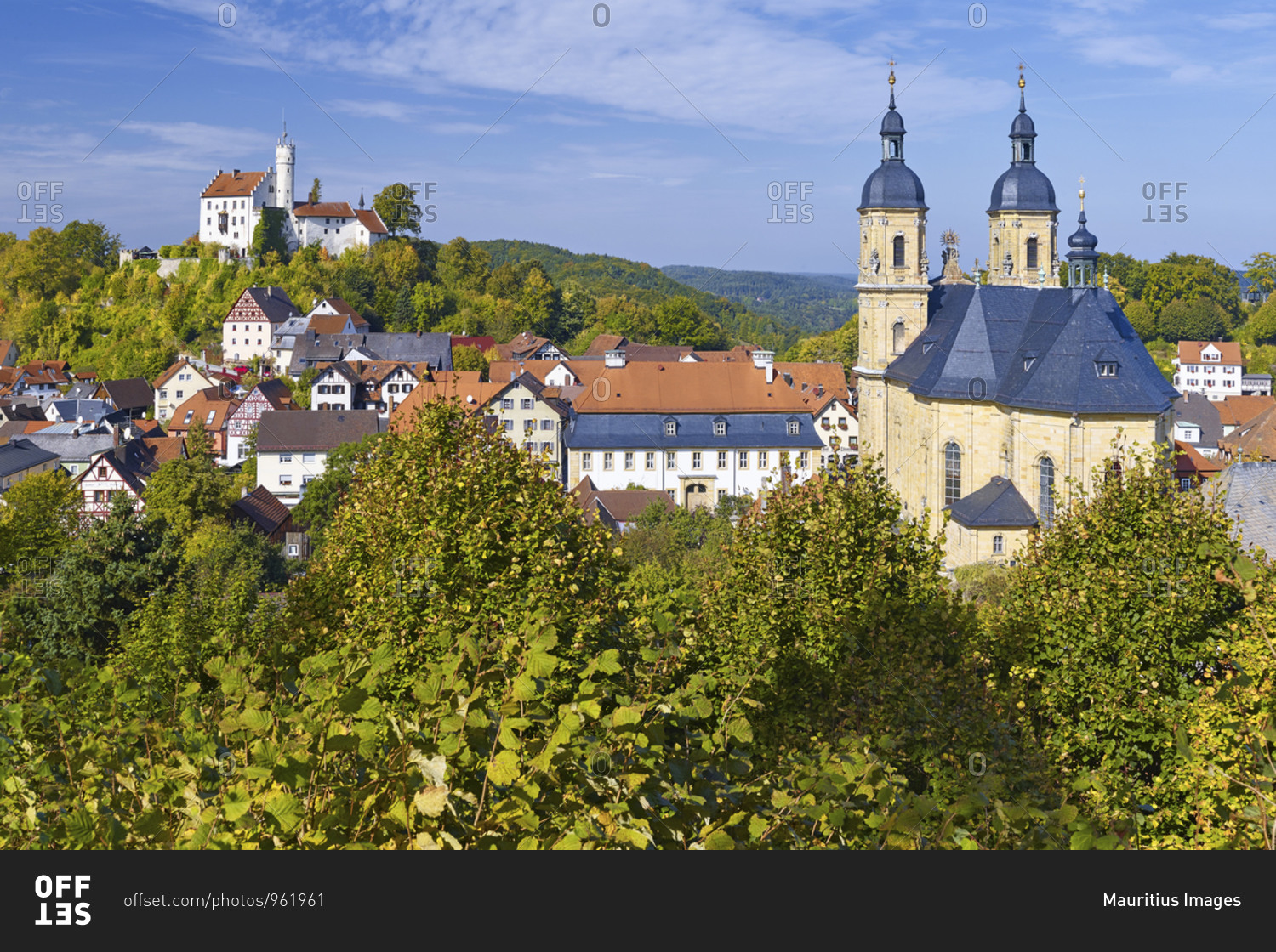 Pilgrimage Church with Lowenstein castle, Lowenstein, Upper Franconia ...