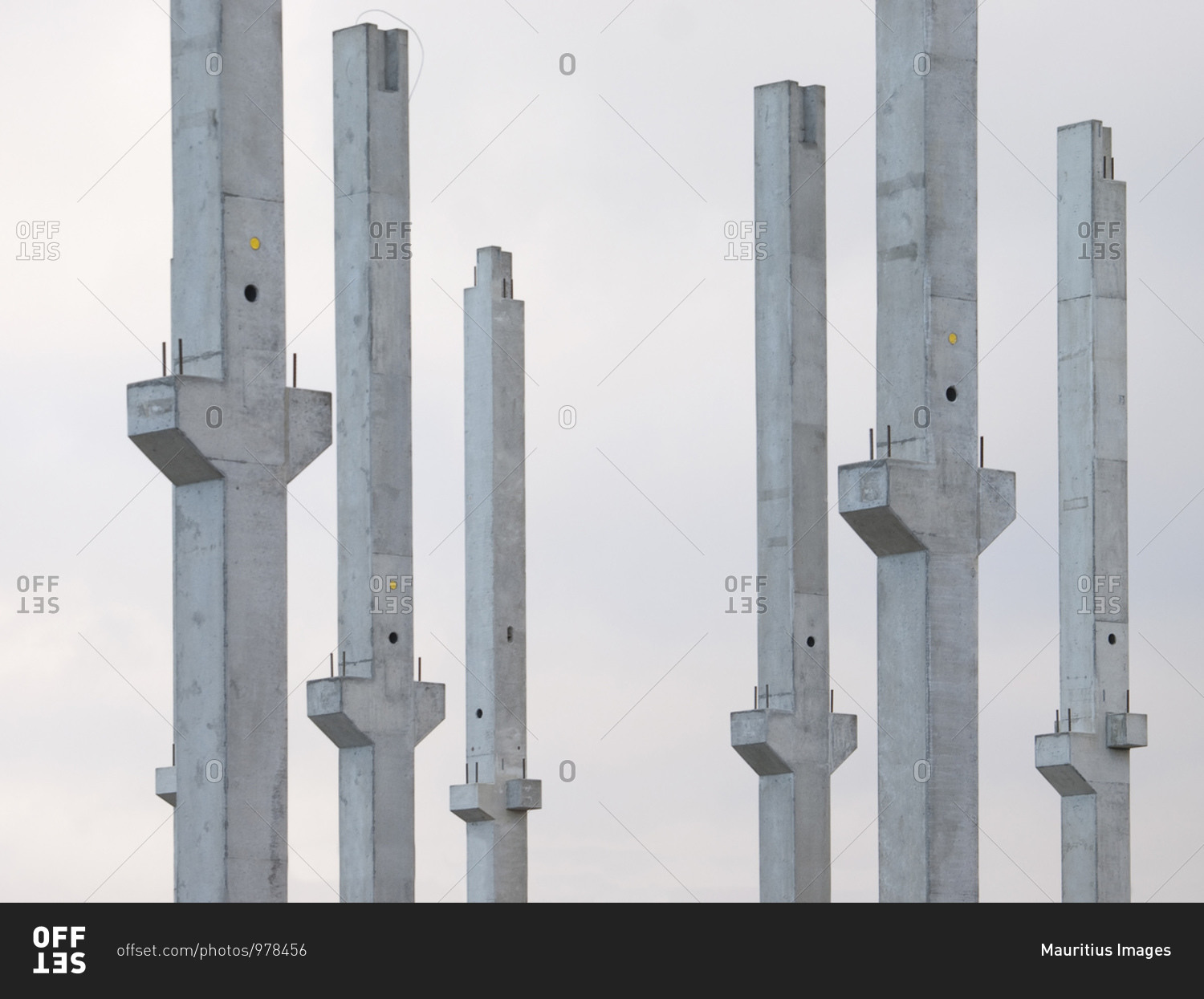 construction site in concrete columns stock photo - OFFSET