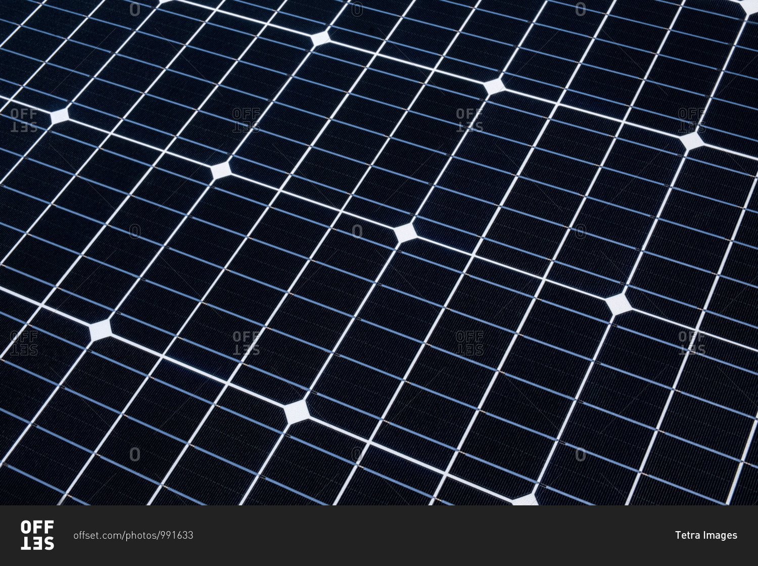 Close-up of solar panel grid pattern stock photo - OFFSET