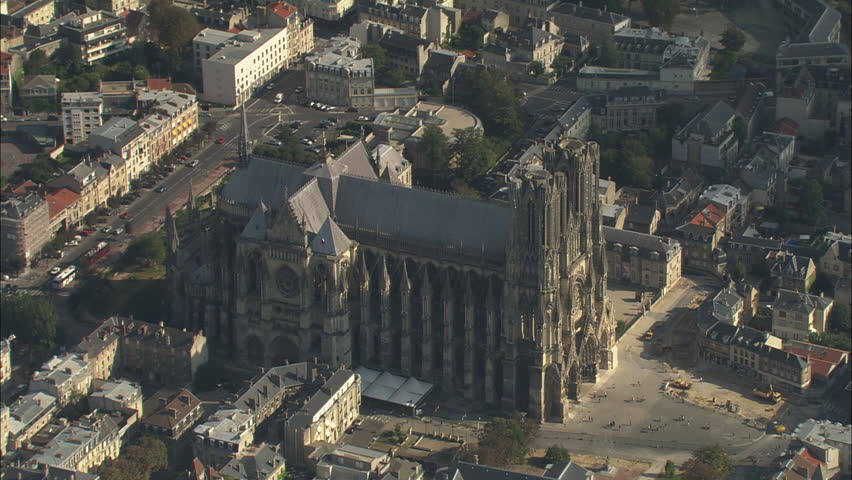aerial france-reims cathedral 2006 reims Stock Footage Video (100% ...