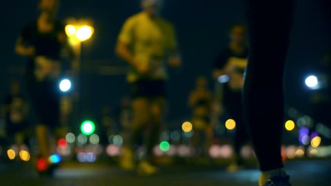 Night City Run Crowd Runners Led Stock Footage Video (100% Royalty-free ...