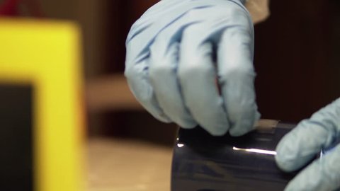 Forensics Lift Fingerprints Crime Scene Investigation Stock Footage ...