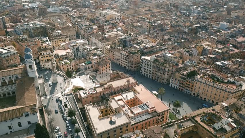 aerial view piazza di spagna spanish Stock Footage Video (100% Royalty ...