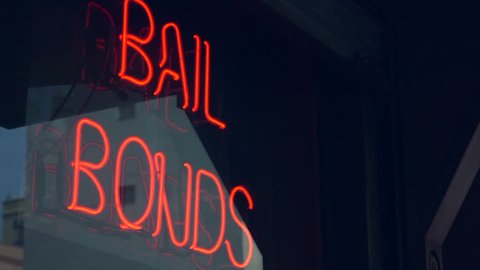 Neon Bail Bonds Sign Window Stock Footage Video (100% Royalty-free ...