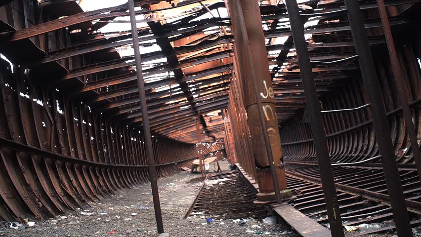 rusted hull steel shipwreck located on Stock Footage Video (100% ...