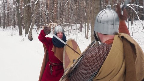 Medieval Irish Frankish Warriors Armor Fighting Stock Footage Video ...