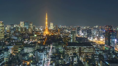 Time Lapse Tokyo Skyline Tokyo Tower Stock Footage Video (100% Royalty ...