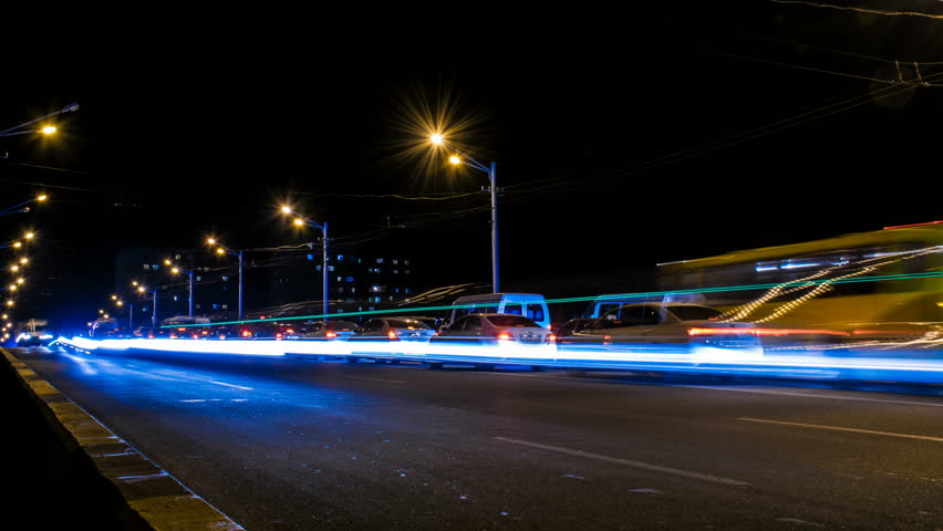 4k street traffic lights city night Stock Footage Video (100% Royalty ...